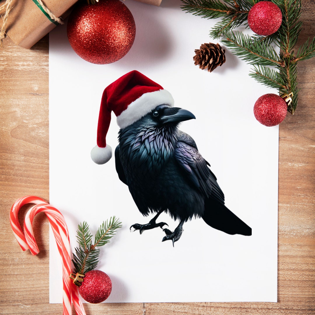 Printable Christmas Raven Sticker Digital Gothic Bird Sticker PNG ...