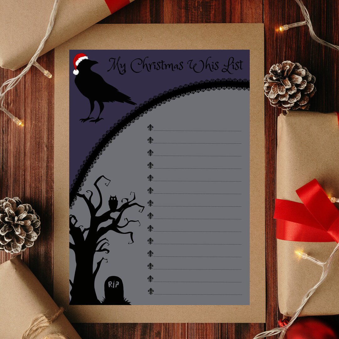 Gothic Christmas Wish List Digital Download, Printable Planner Papers ...