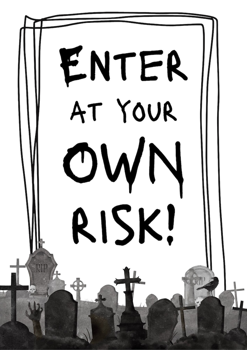 Enter at Your Own Risk Halloween Sign - Printable - Etsy
