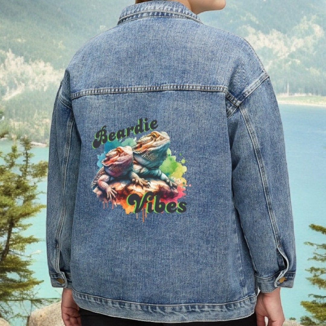 Bearded Dragon Denim Jacket Gift Idea for Lizard Lover Gift Denim Jean ...