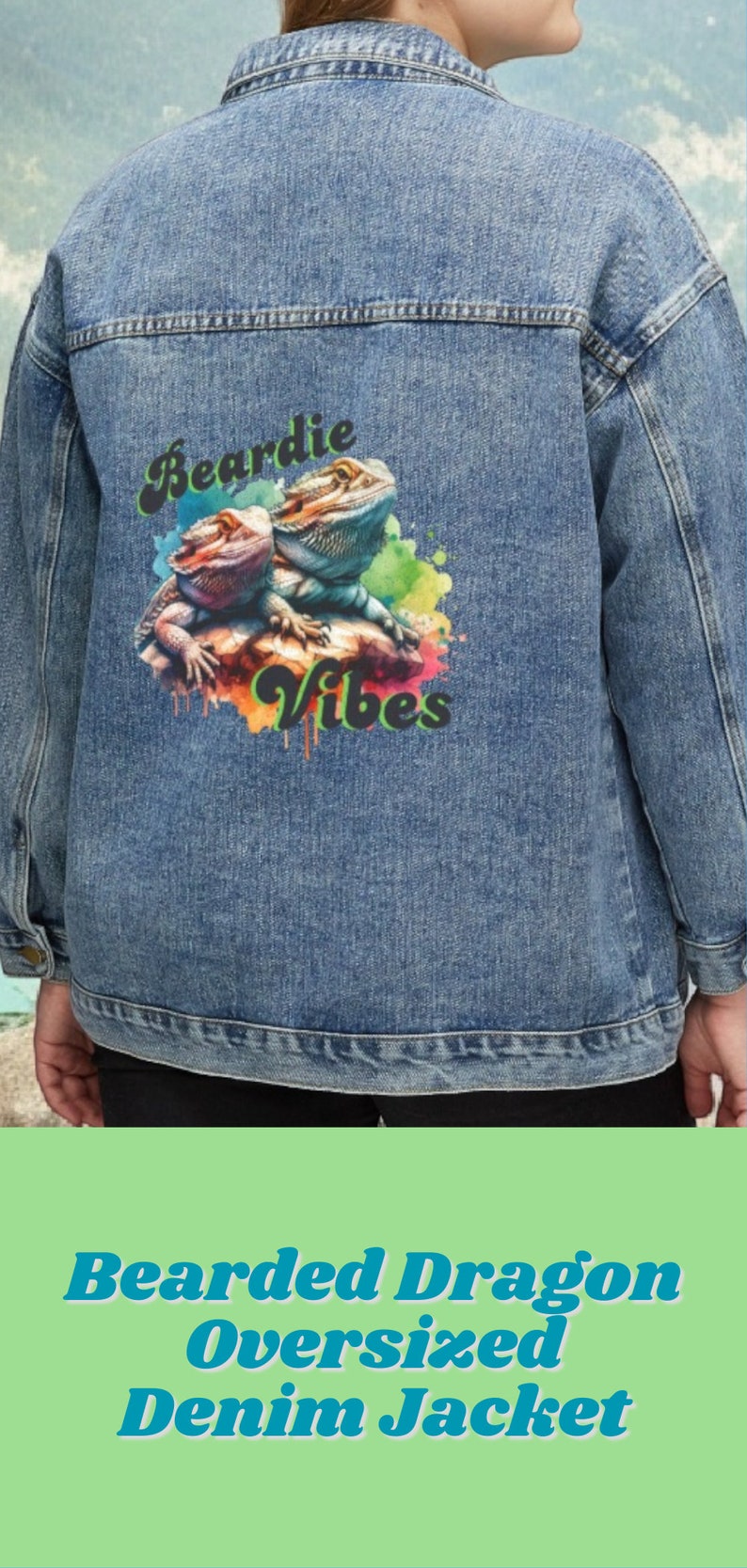 Bearded Dragon Denim Jacket Gift Idea for Lizard Lover Gift Denim Jean ...