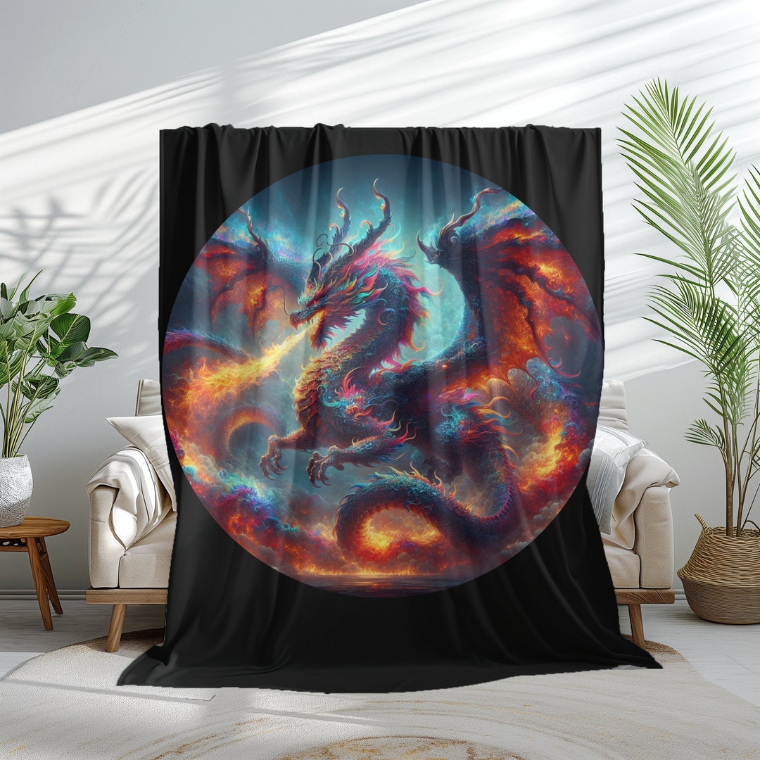 Dragon Blanket Throw Gift Decorative Throw Plush Blanket Dragon Decor ...