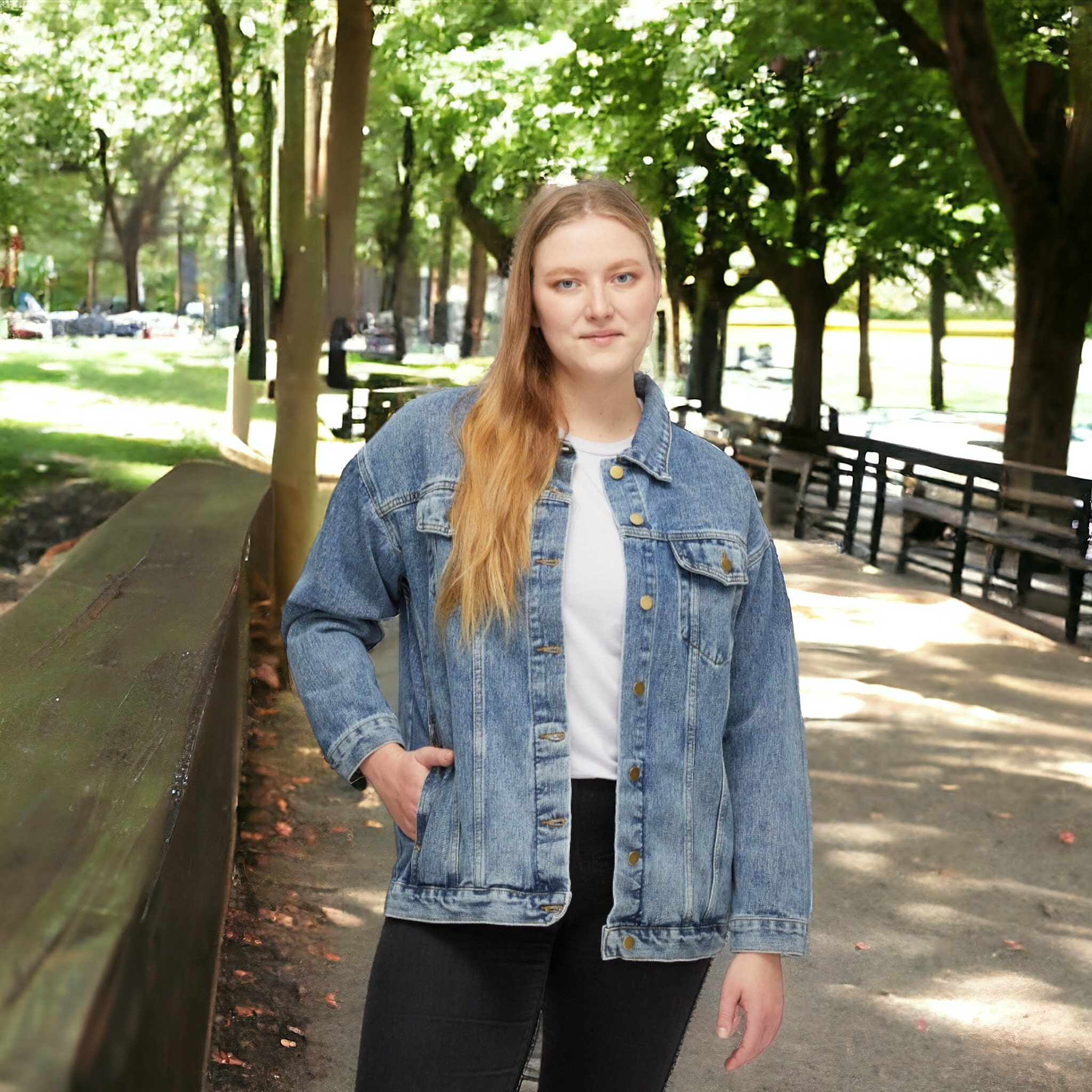 Butterfly Sunflower Oversized Denim Jacket Gift Idea for Her Gift Jean ...
