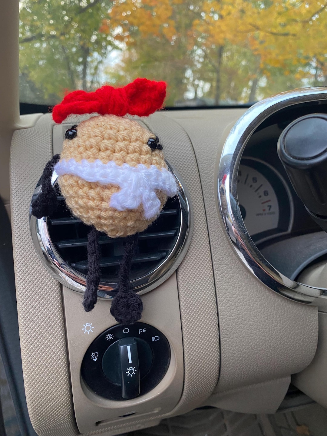 Crochet Dancing Cream Puff Car Buddy - Etsy