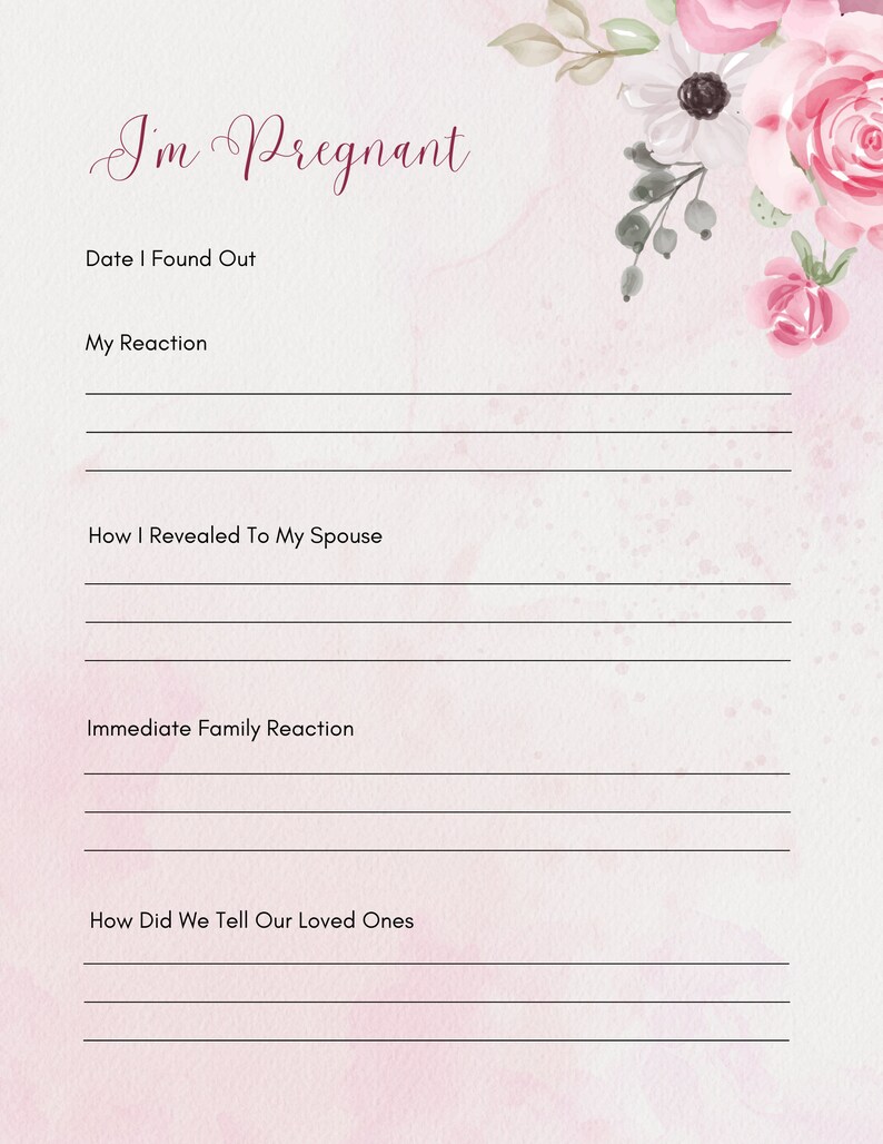 Digital & Printable Pregnancy Journal | Pregnancy Updates | 40 Week ...