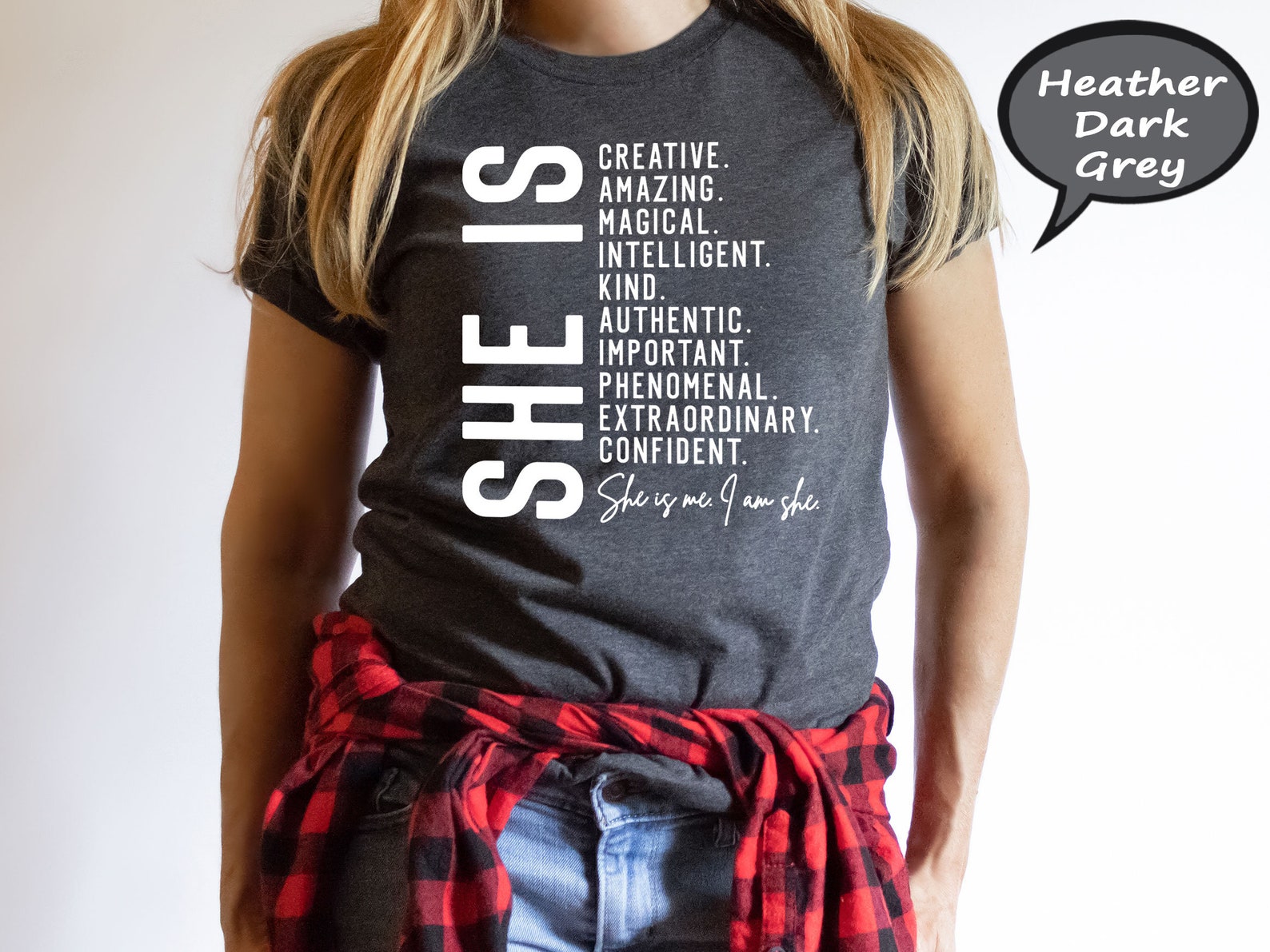 She is Me I Am She Shirt, Motivational Tee for Women, Black Queen Shirt ...