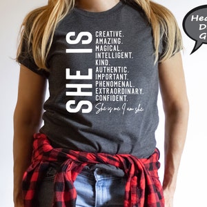 She is Me I Am She Shirt, Motivational Tee for Women, Black Queen Shirt ...