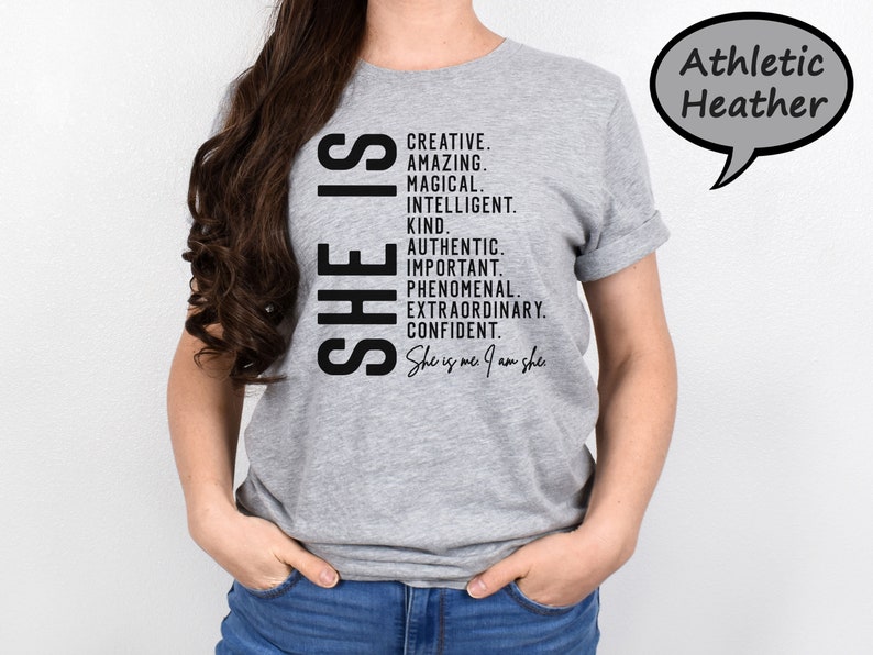 She is Me I Am She Shirt, Motivational Tee for Women, Black Queen Shirt ...