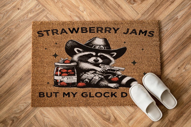 Strawberry Jams but My Glock Don't Door Mat, Housewarming Gifts ...