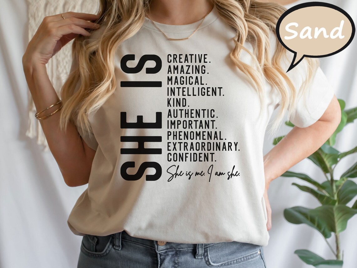 She is Me I Am She Shirt, Motivational Tee for Women, Black Queen Shirt ...