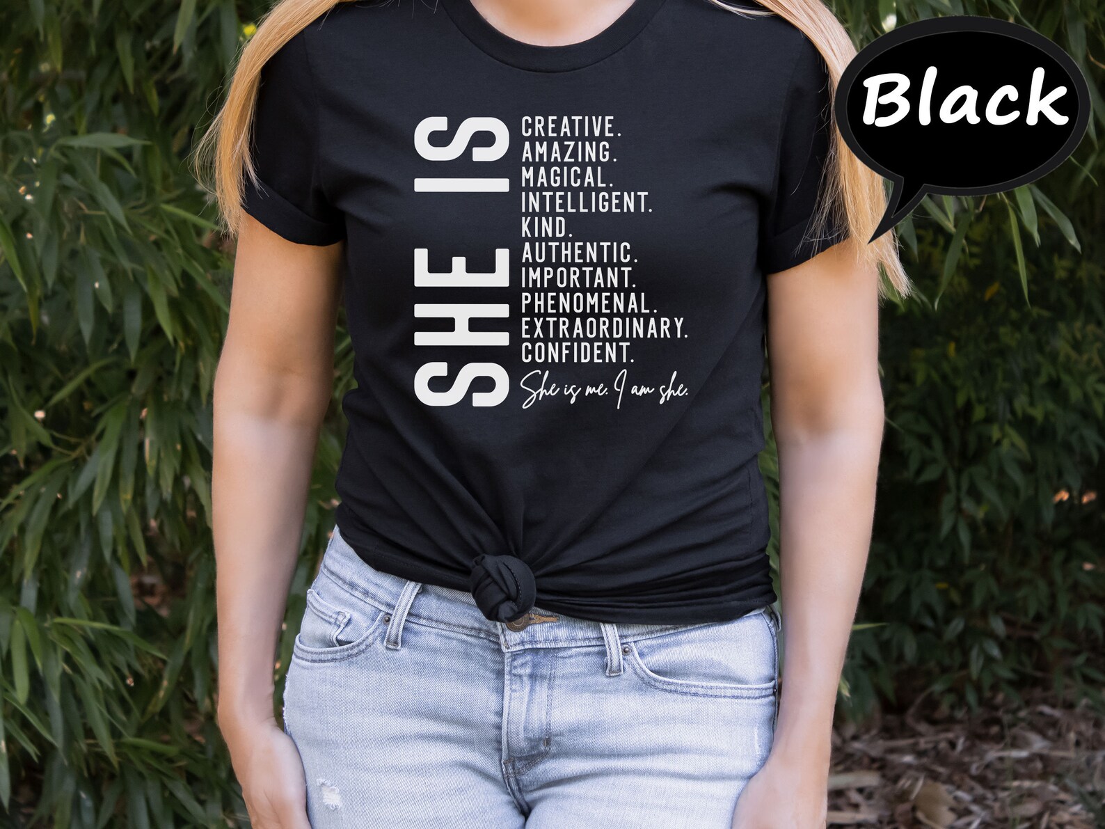 She is Me I Am She Shirt, Motivational Tee for Women, Black Queen Shirt ...