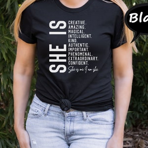 She is Me I Am She Shirt, Motivational Tee for Women, Black Queen Shirt ...