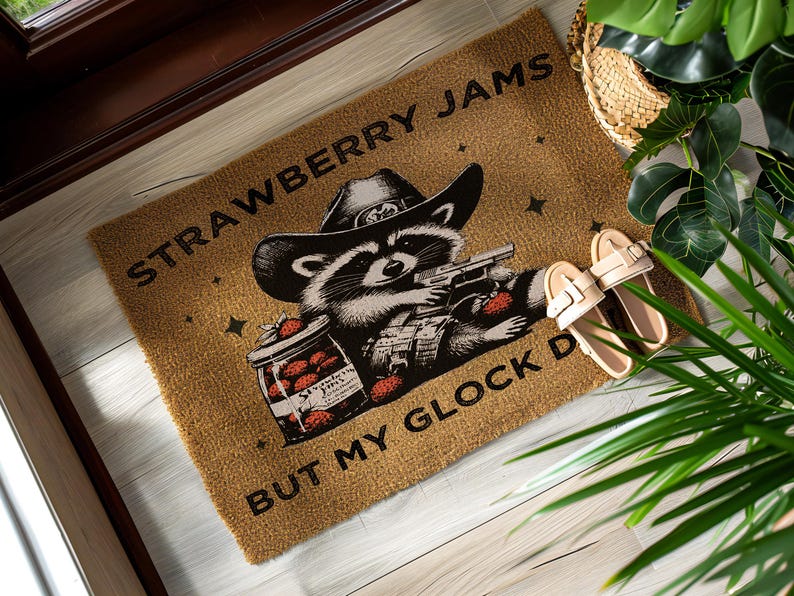 Strawberry Jams but My Glock Don't Door Mat, Housewarming Gifts ...