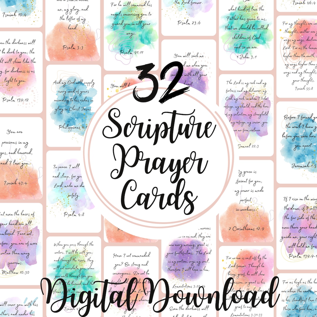 Scripture Prayer Card Set, Comfort Bible Verse Cards, Christian Memory ...
