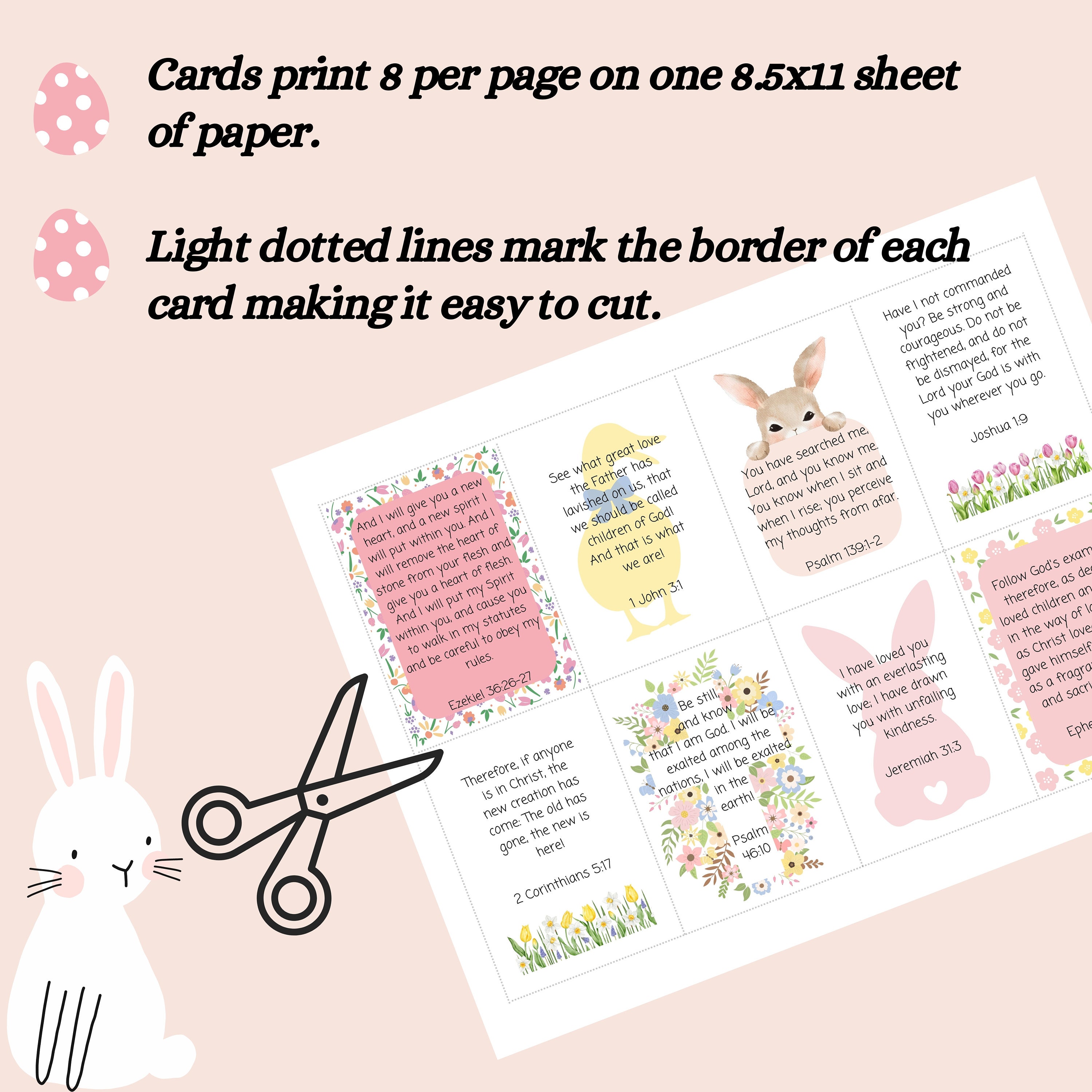 Spring Theme Scripture Prayer Card Set 2x3, Easter Bible Verse Cards ...