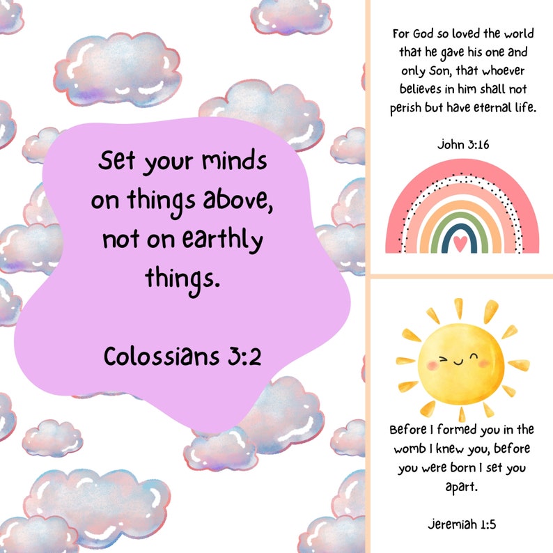 Memory Bible Verse Card Set for Kids, Printable Christian Scripture ...