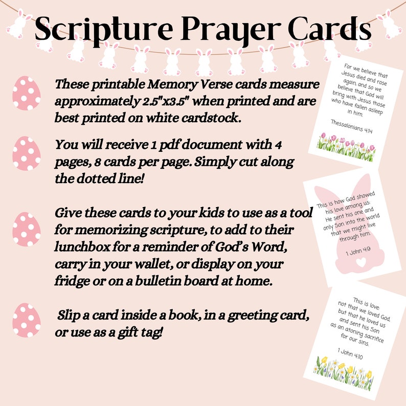 Spring Theme Scripture Prayer Card Set 2x3, Easter Bible Verse Cards, Christian Memory Verse ...