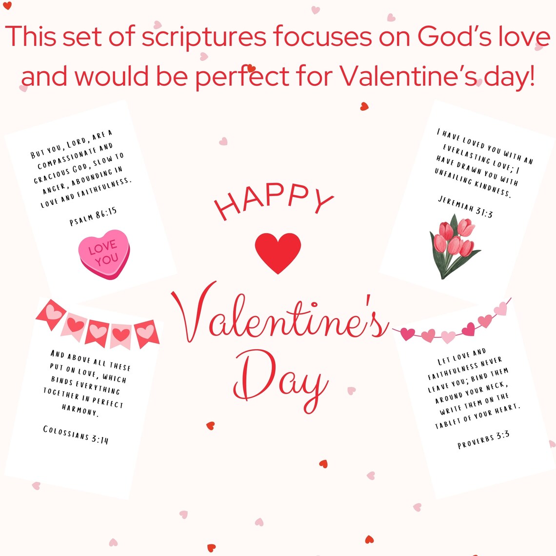 5x7 God's Love Scripture Prayer Card Set, Valentine Bible Verse Cards ...