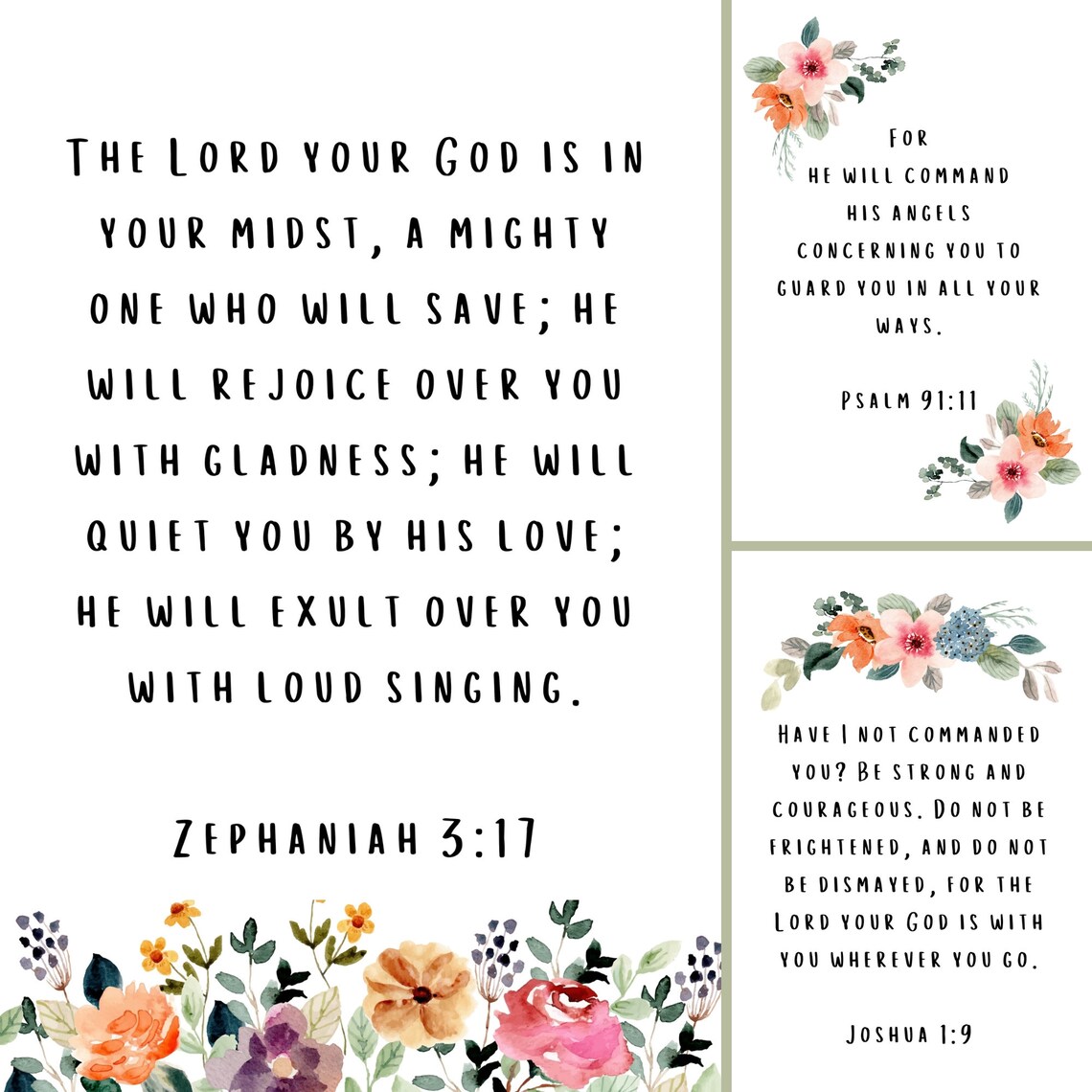 Scripture Bible Verse Card Set, Floral Memory Verse Cards, Christian ...