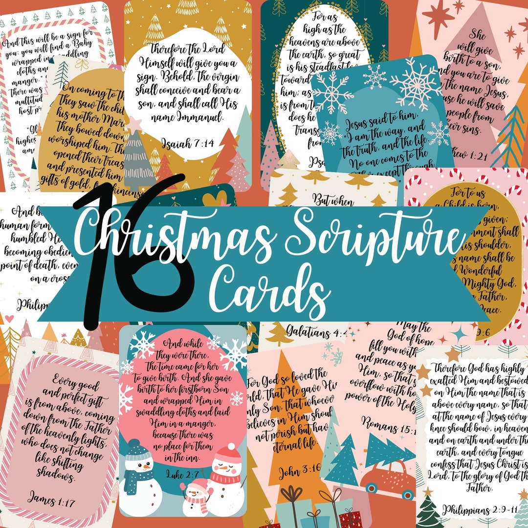 Boho Christmas Story Bible Verse Card Set, Holiday Christian Memory ...
