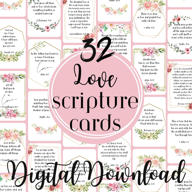 God's Love Scripture Prayer Card Set, Bible Verse Valentine Cards ...