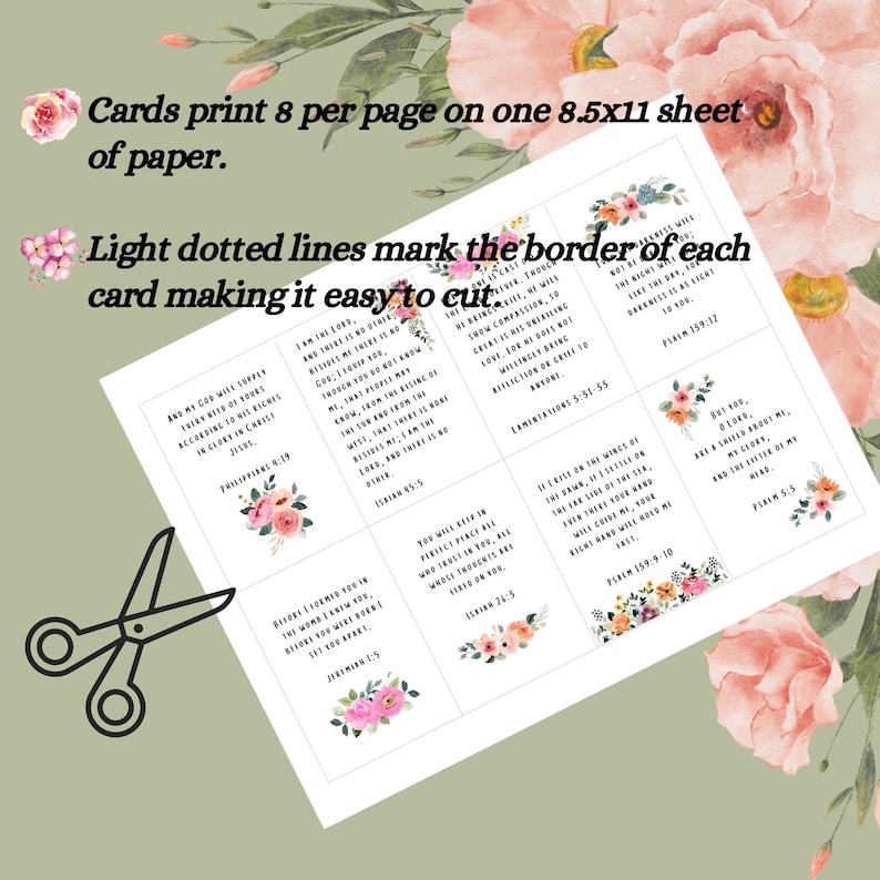 Scripture Bible Verse Card Set, Floral Memory Verse Cards, Christian ...