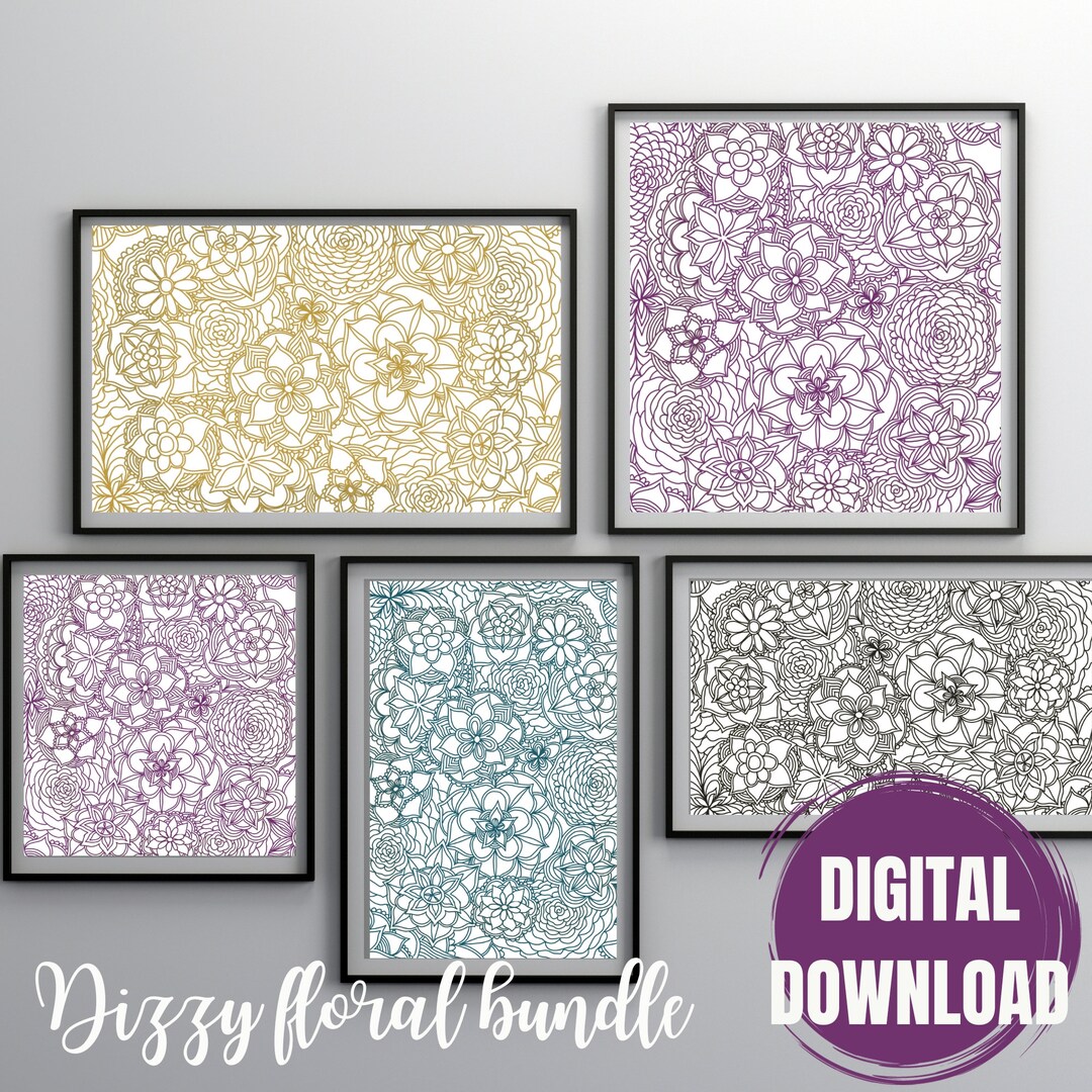 Dizzy Floral Wall Art Printable BUNDLE - Jewel Toned Floral Print ...