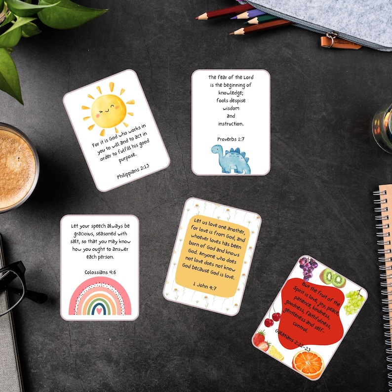Memory Bible Verse Card Set for Kids, Printable Christian Scripture ...