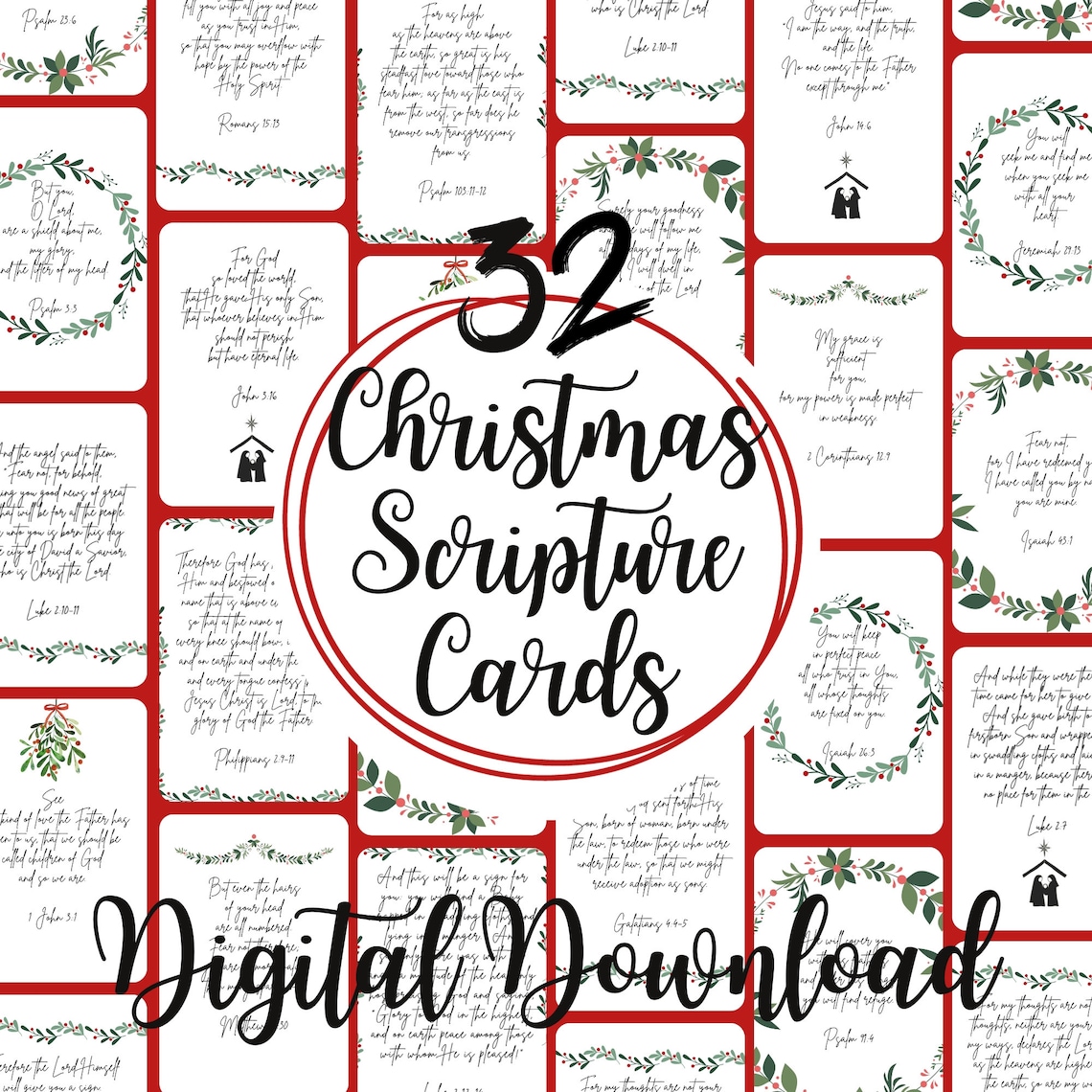Christmas Scripture Bible Verse Card Set, Holiday Christian Memory ...