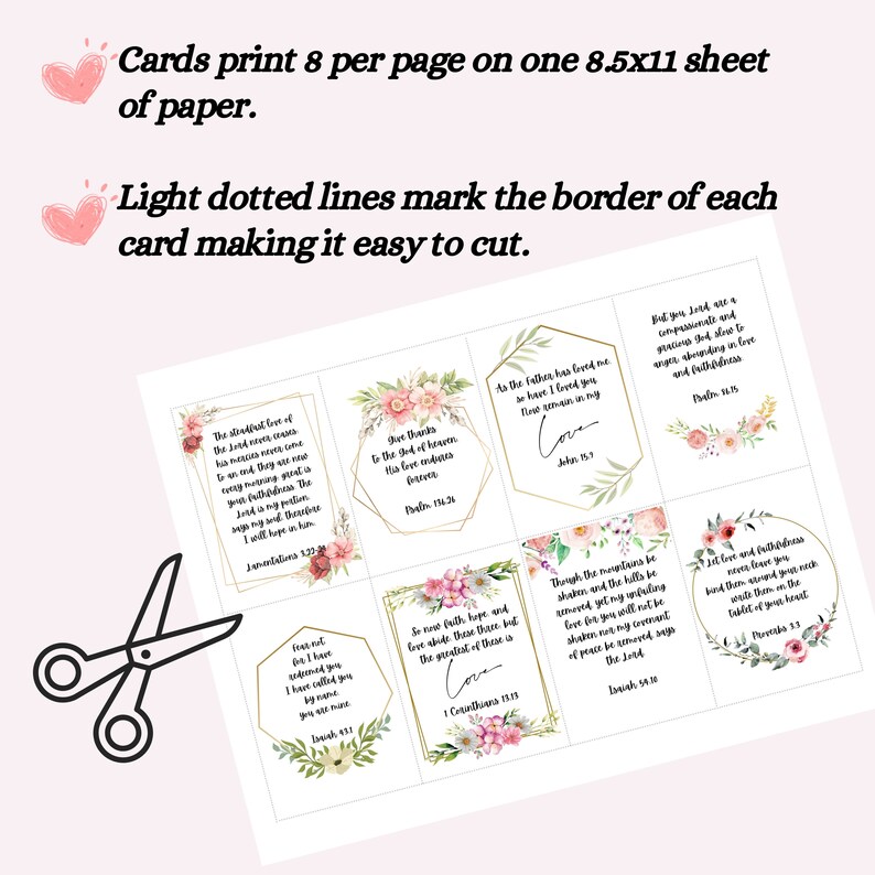 God's Love Scripture Prayer Card Set, Bible Verse Valentine Cards ...