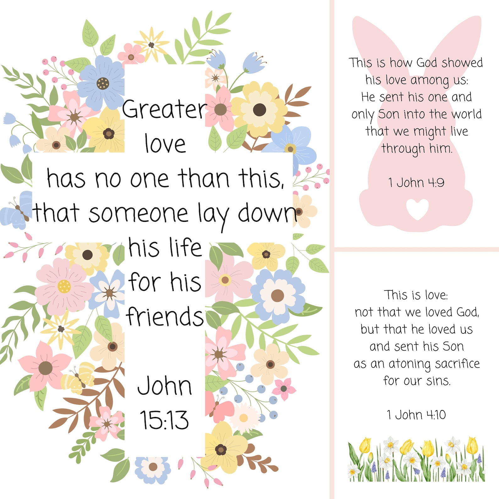 Spring Theme Scripture Prayer Card Set 2x3, Easter Bible Verse Cards ...