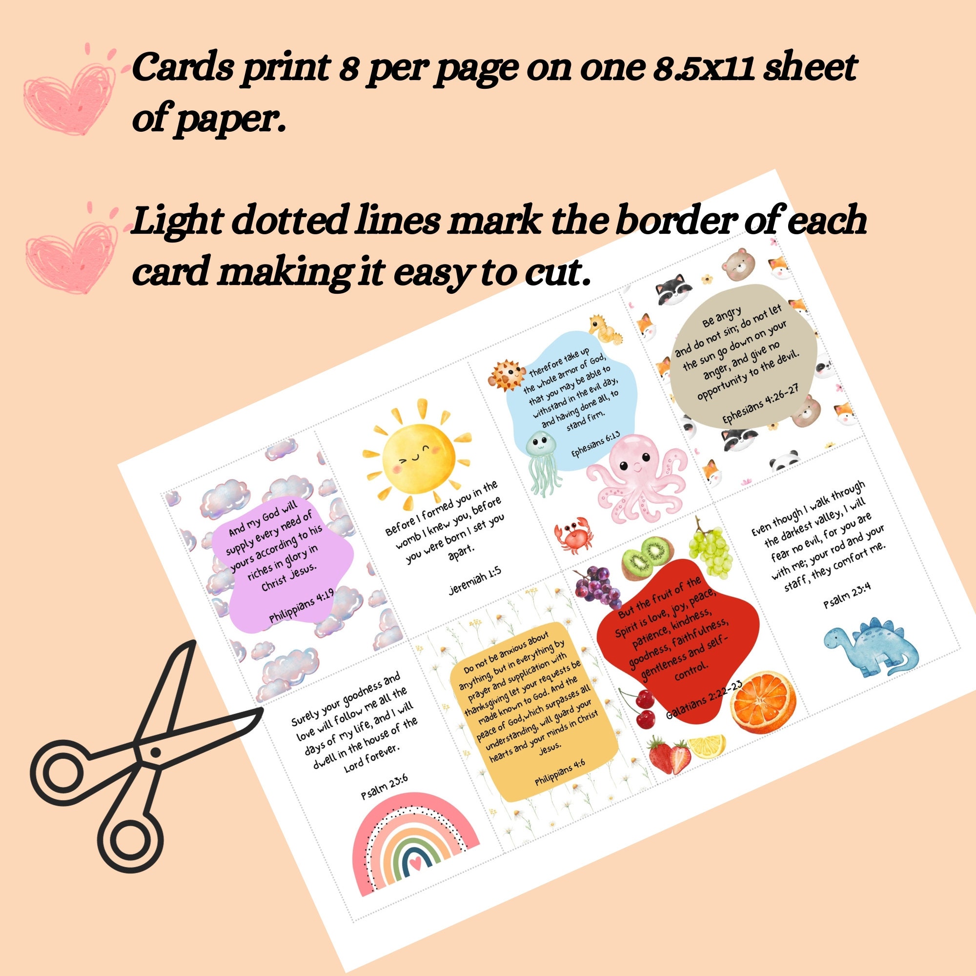 Memory Bible Verse Card Set for Kids, Printable Christian Scripture ...