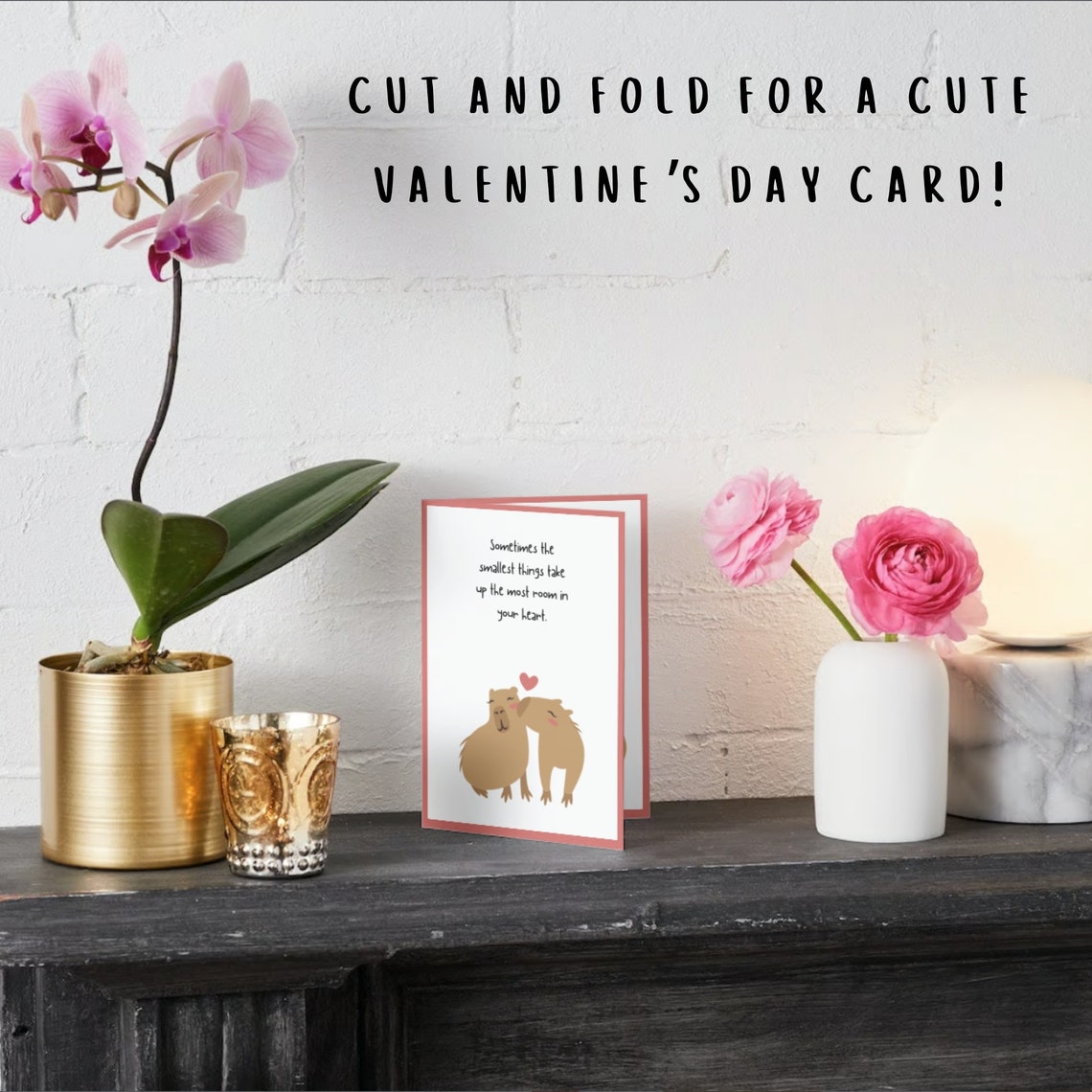 Capybara Valentine's Day Card Digital Download, 5x7 Folded Greeting ...