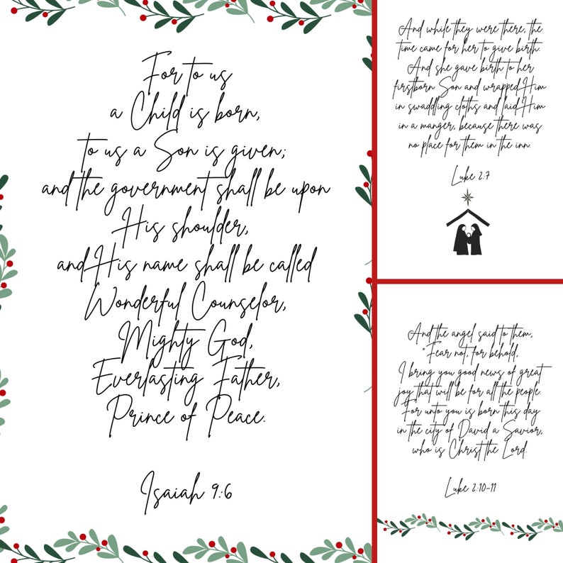 3x5 Christmas Scripture Bible Verse Card Set, Holiday Christian Memory ...