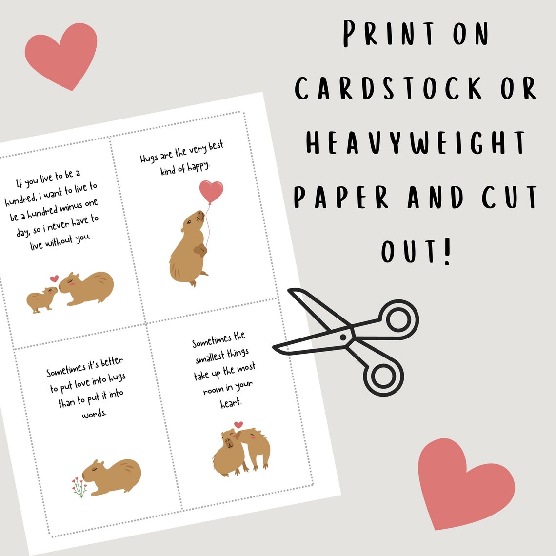 Capybara Valentine's Day Card Digital Download, 5x7 Folded Greeting ...