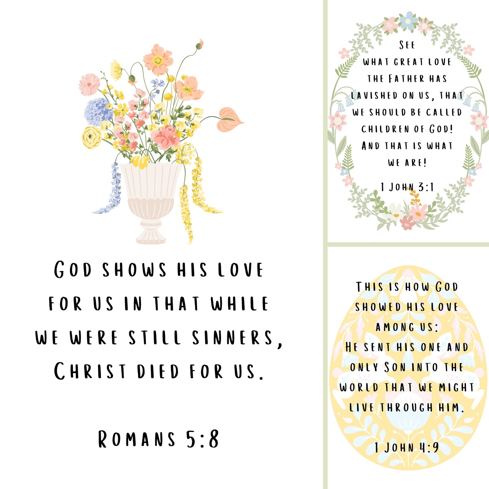 3x5 Spring Floral Scripture Prayer Card Set, Easter Theme Bible Verse ...