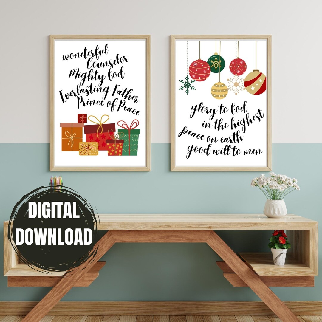 Christmas Holiday Wall Printable Set Christmas Decor Wonderful - Etsy