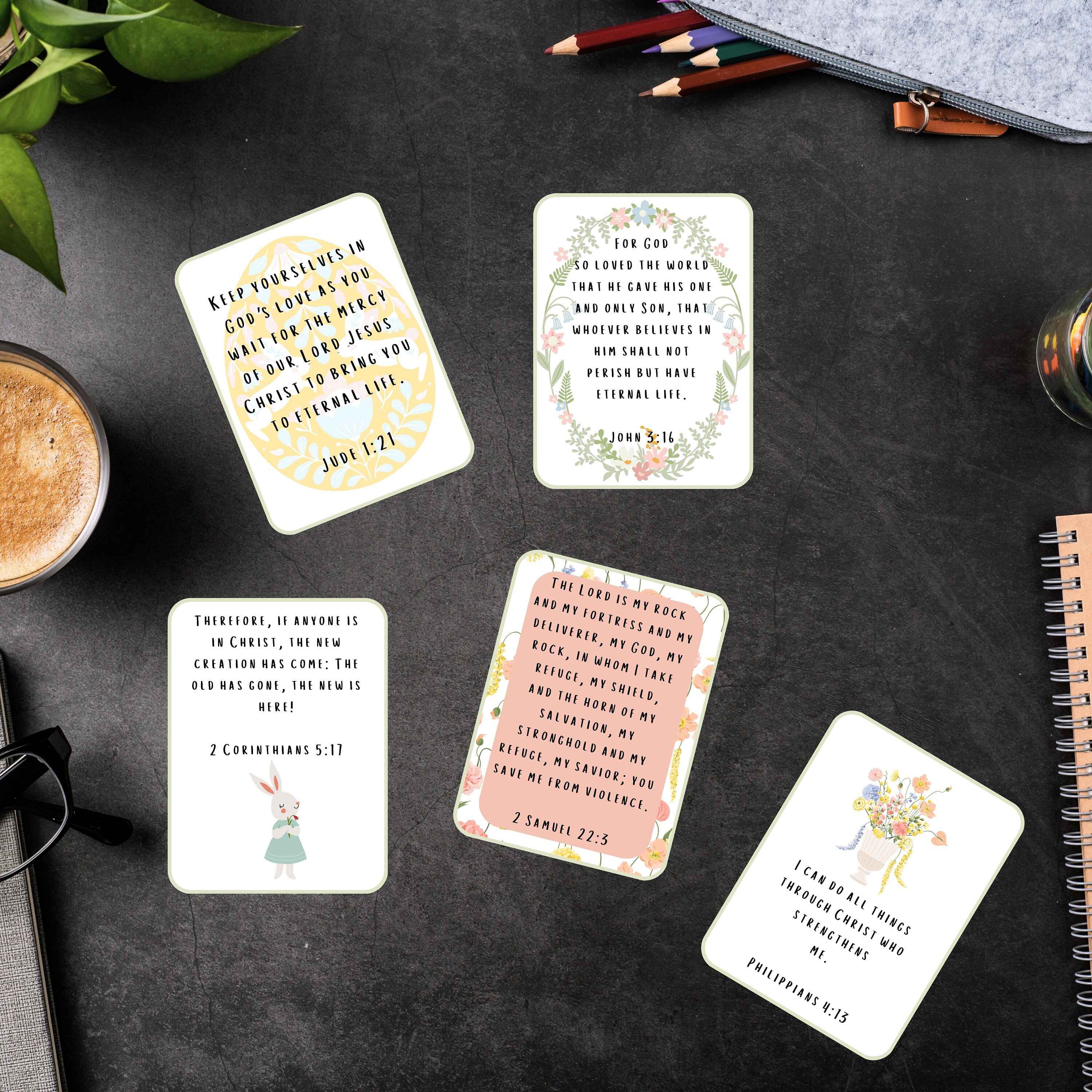 3x5 Spring Floral Scripture Prayer Card Set, Easter Theme Bible Verse ...