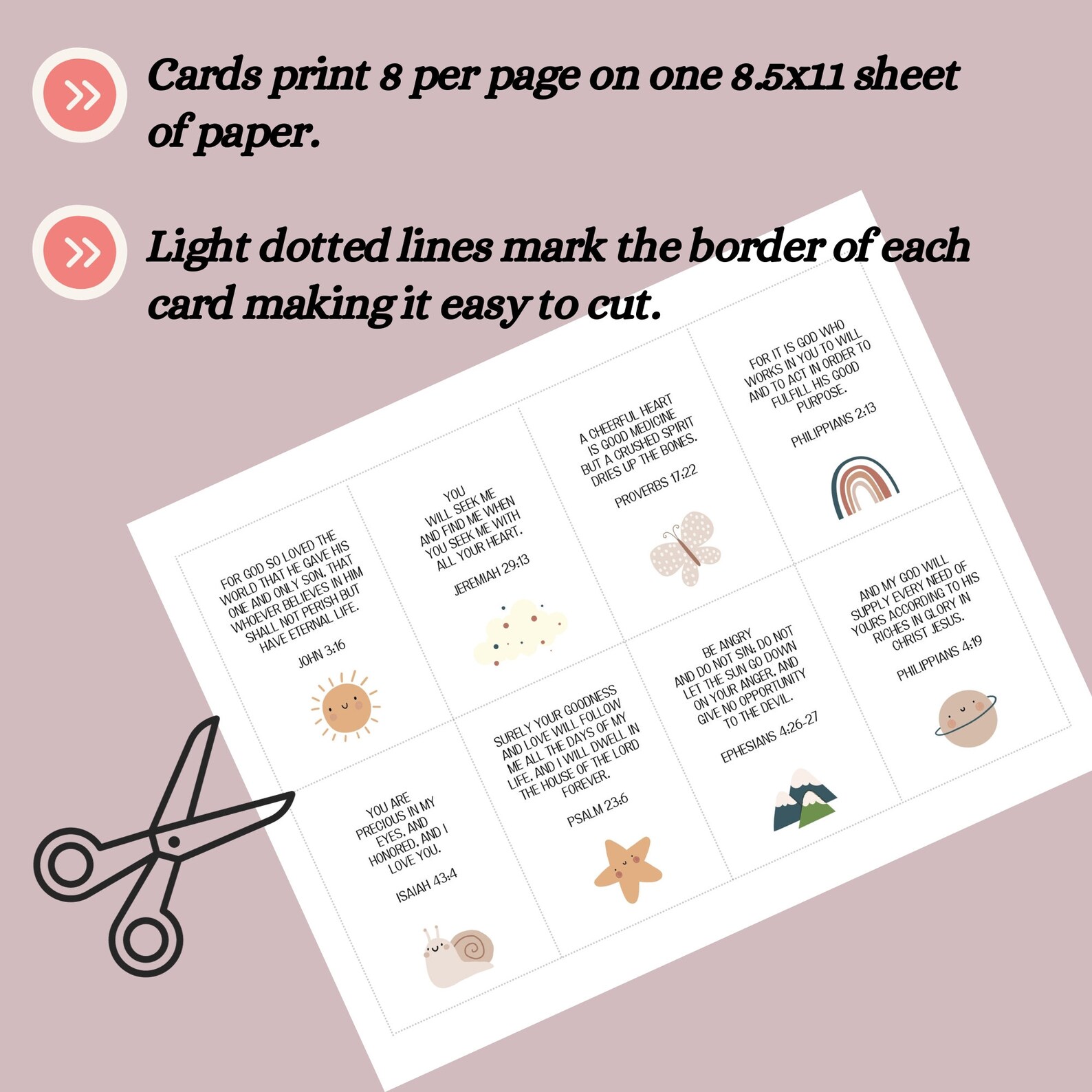 Kids Memory Bible Verse Card Set, Printable Christian Scripture Cards ...