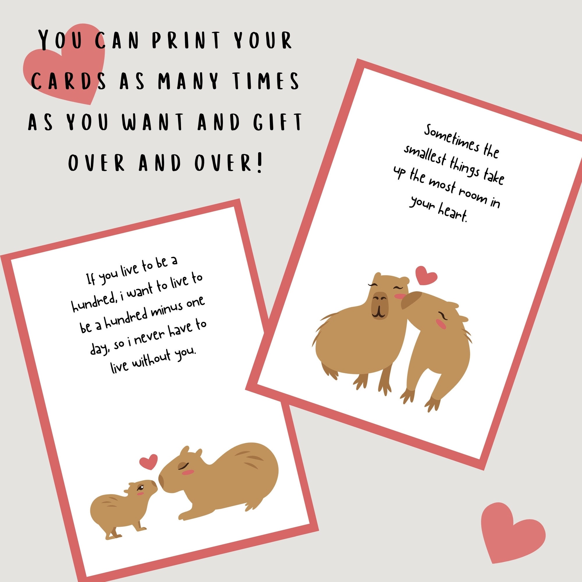 Capybara Valentine's Day Card Digital Download, 5x7 Folded Greeting ...