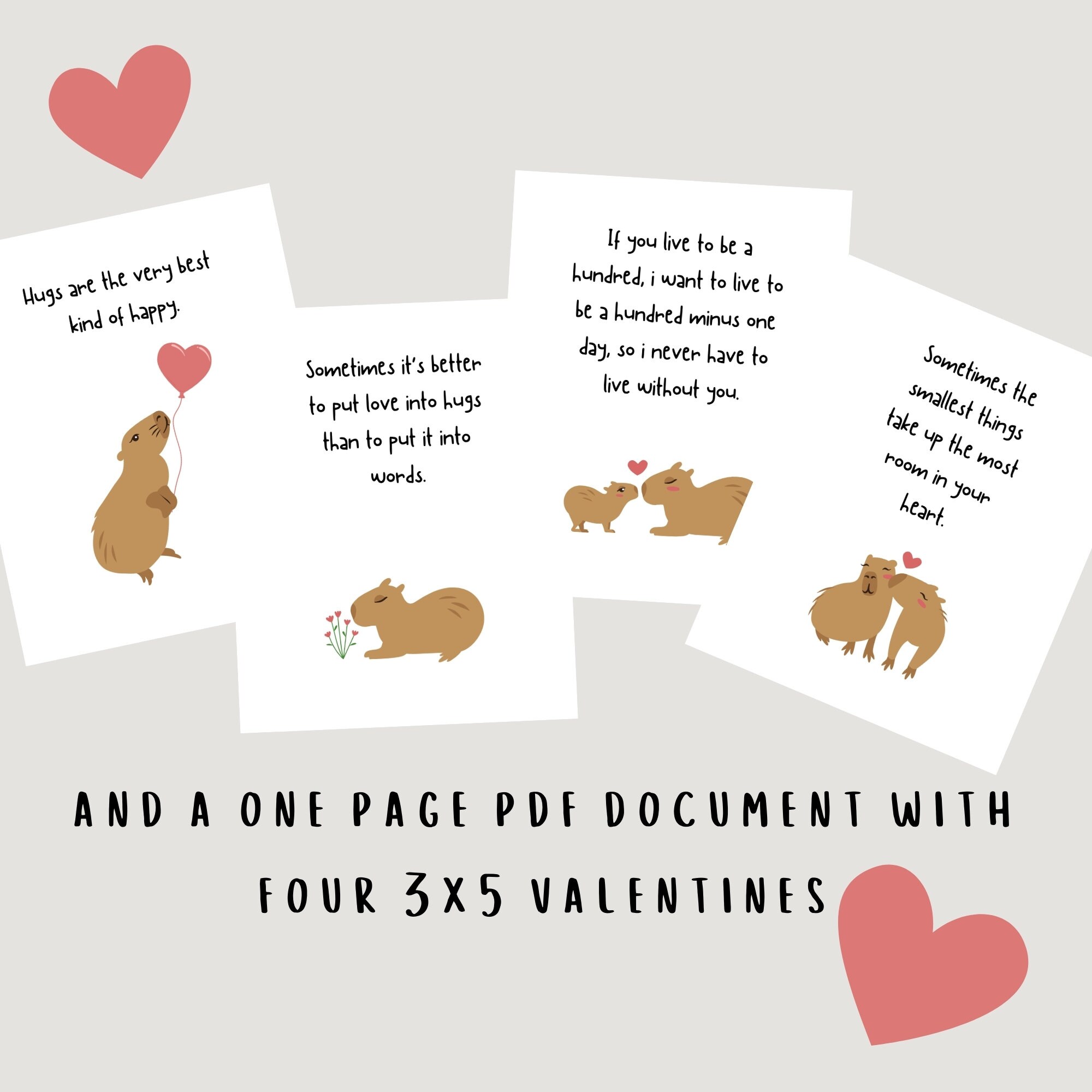 Capybara Valentine's Day Card Digital Download, 5x7 Folded Greeting ...