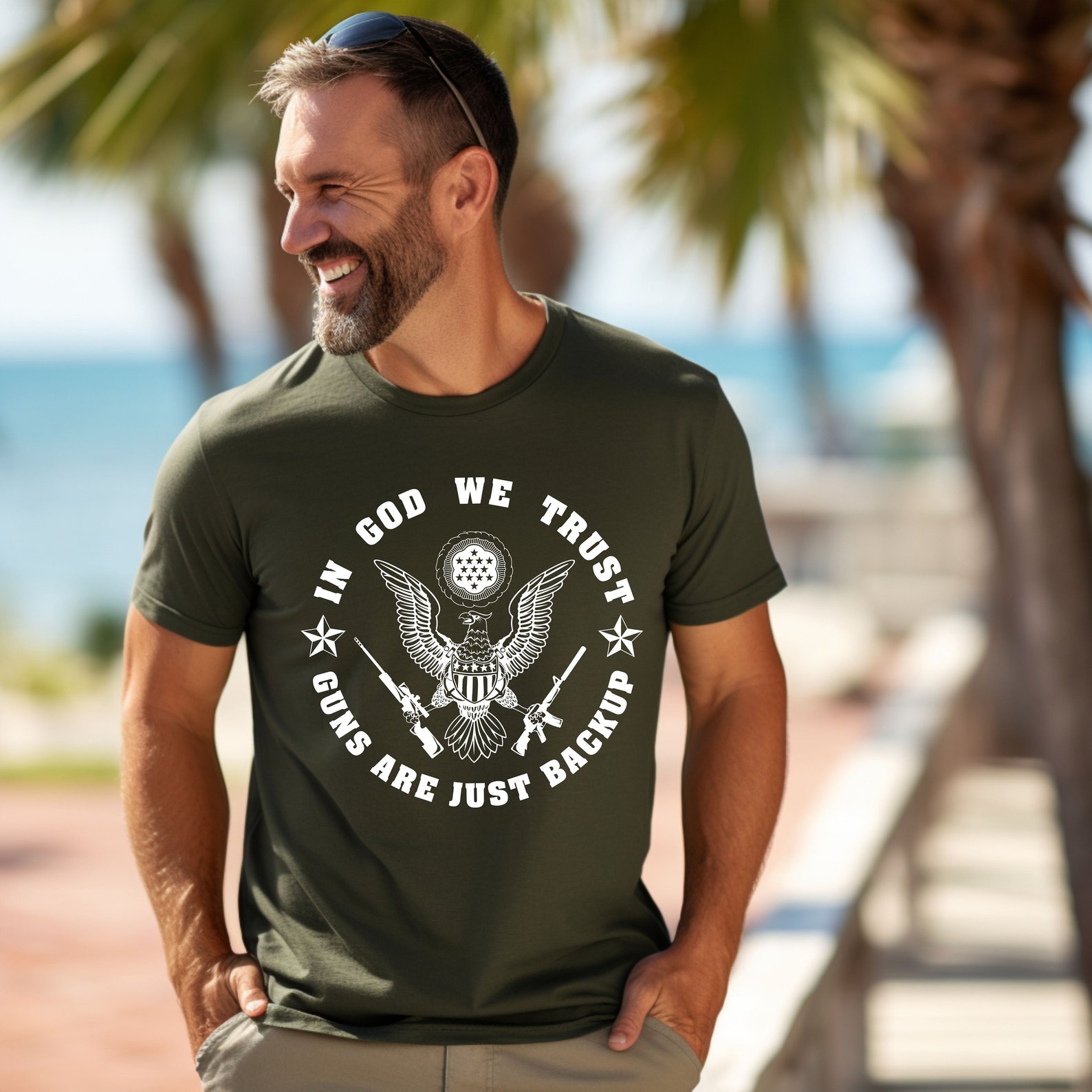 In God We Trust, 2nd Amendment, Flag Eagle Shirt, Mens, Patriotic T ...