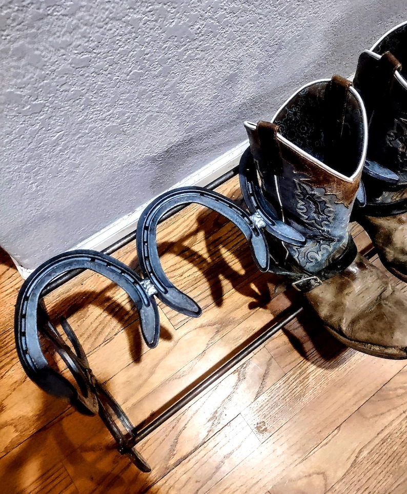 Rustic Horseshoe Boot Rack. Holds up to 3 Pairs of Boots.custom ...