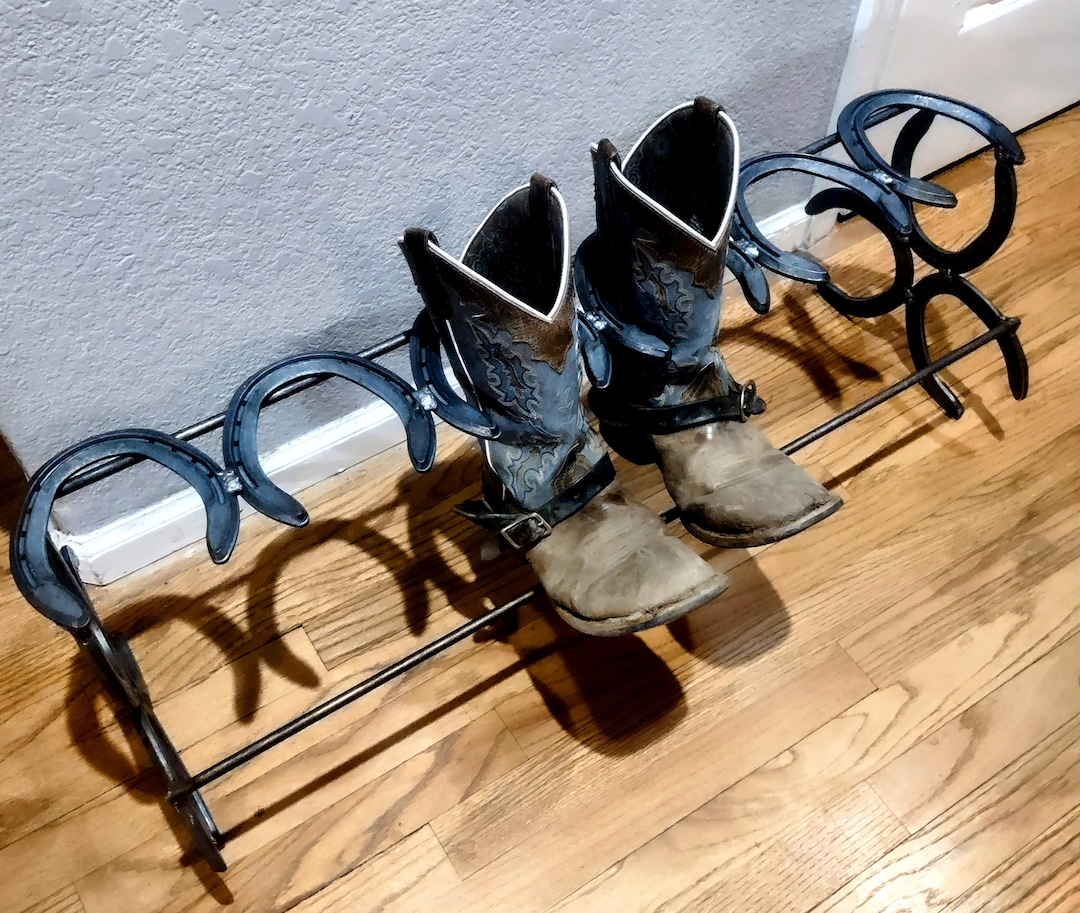 Rustic Horseshoe Boot Rack. Holds up to 3 Pairs of Boots.custom ...