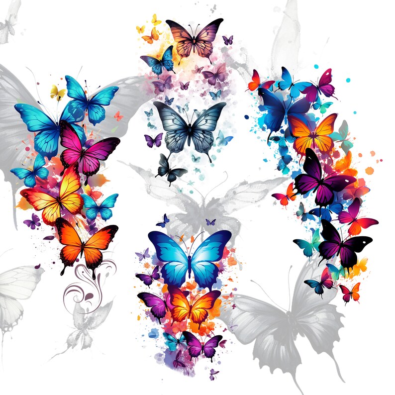 20 Butterfly Clusters Clipart Bundle, PNG, Commercial Use, Instant Download, Large Printable ...