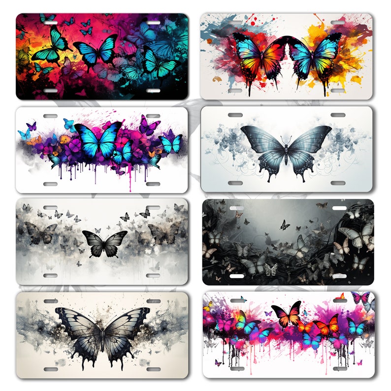 36 Butterfly License Plate Design Bundle, PNG, 12 X 6, 300 DPI ...