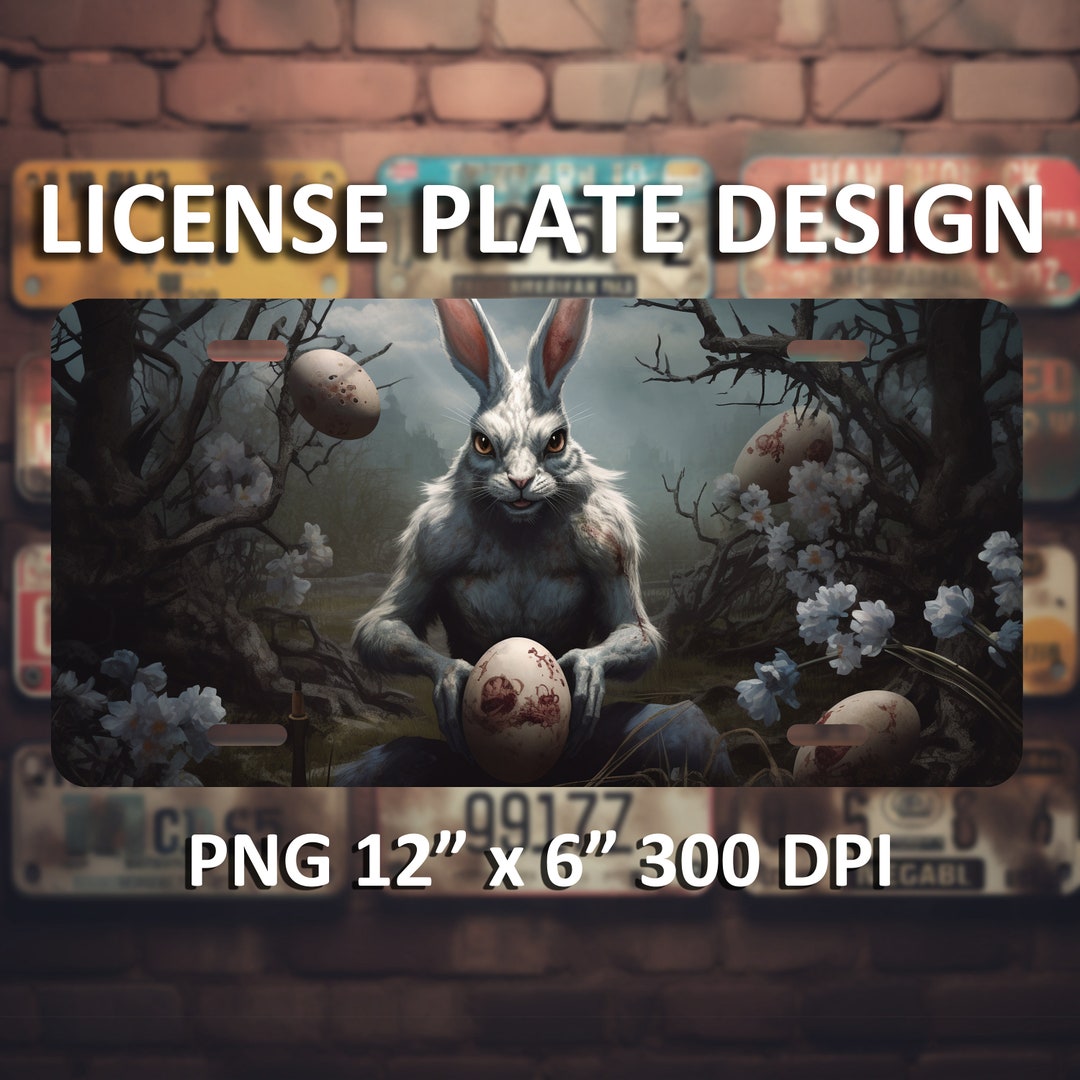 Creepy Easter Bunny Licence Plate Design PNG, 12 X 6, 300 DPI ...