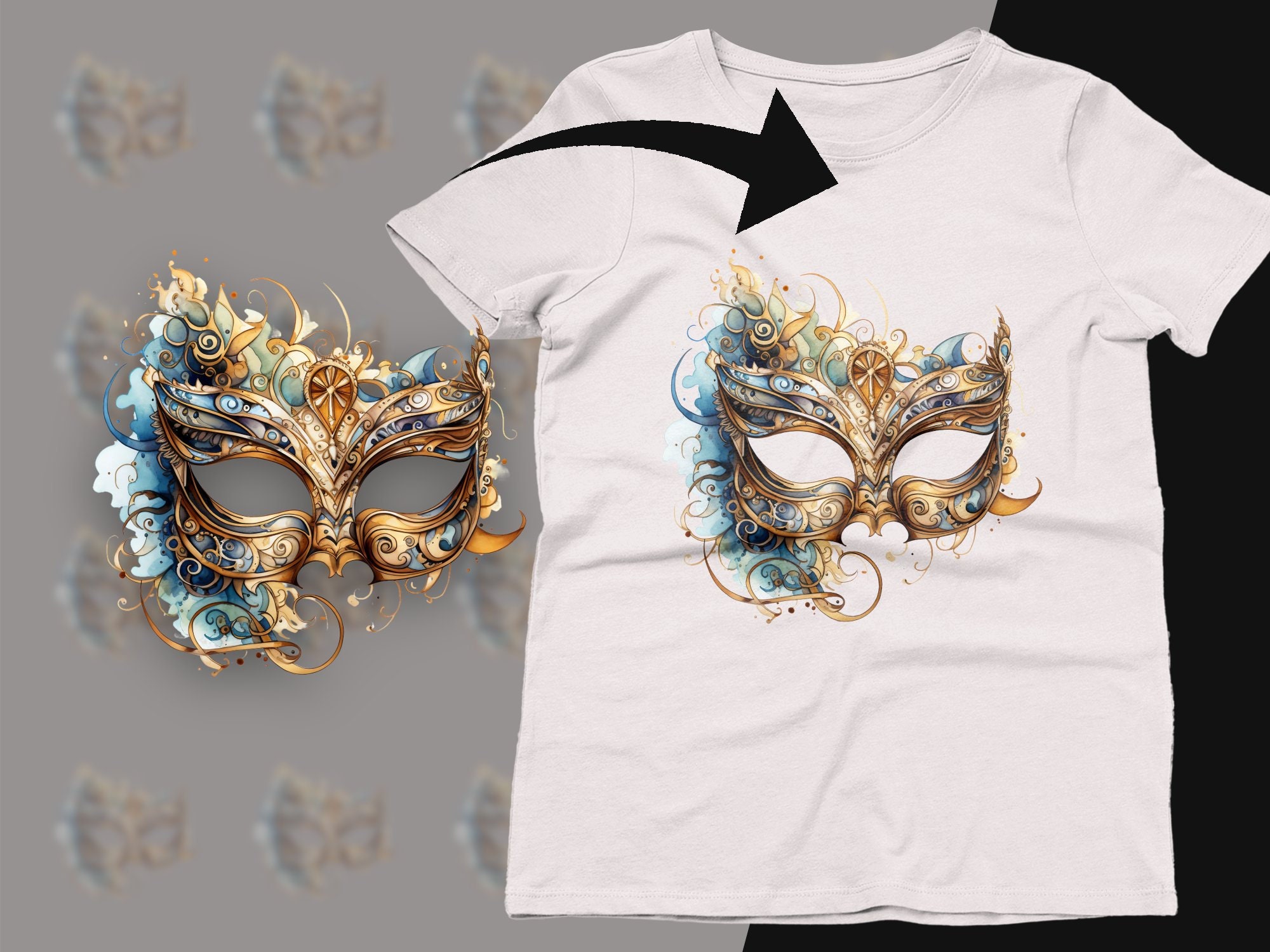 15 Alcohol Ink Masquerade Mask Clipart Transparent PNG Files - Etsy