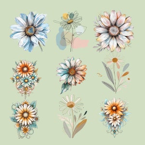 50 Spring Daisy Clipart Bundle, Comfort Colors, Pastels, Transparent ...