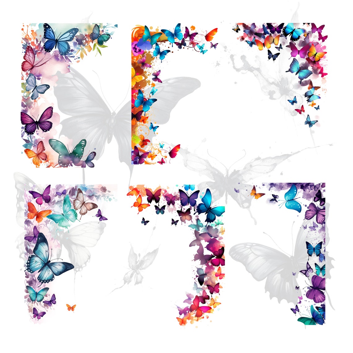 40 Colorful Butterfly Frame Clipart Bundle, Transparent PNG Clipart ...